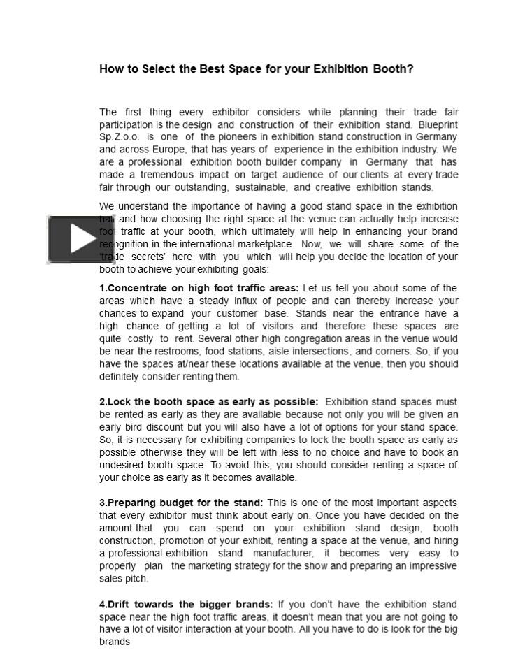 PPT – How to Select the Best Space for your Exhibition Booth? PowerPoint presentation | free to ...