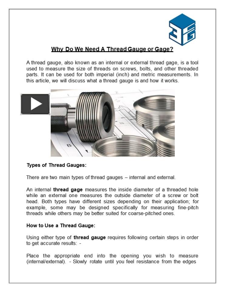 PPT – Why Do We Need A Thread Gauge or Gage? PowerPoint presentation | free to download - id ...