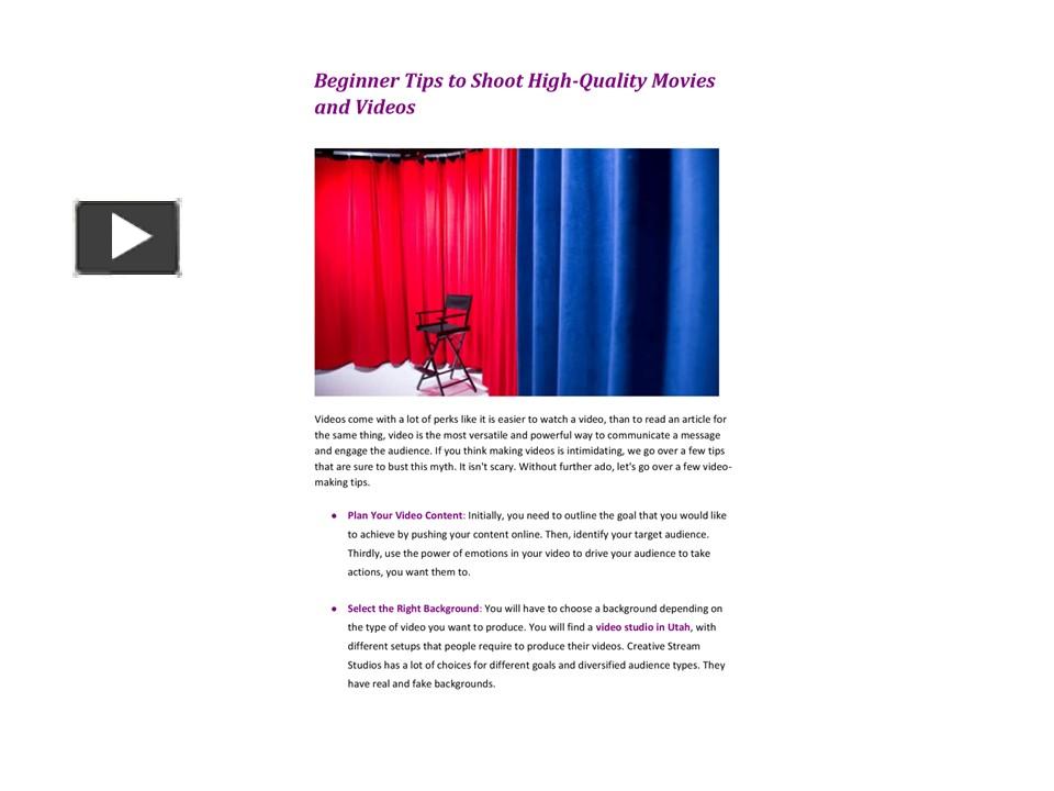 PPT – Beginner Tips to Shoot High-Quality Movies and Videos PowerPoint presentation | free to ...