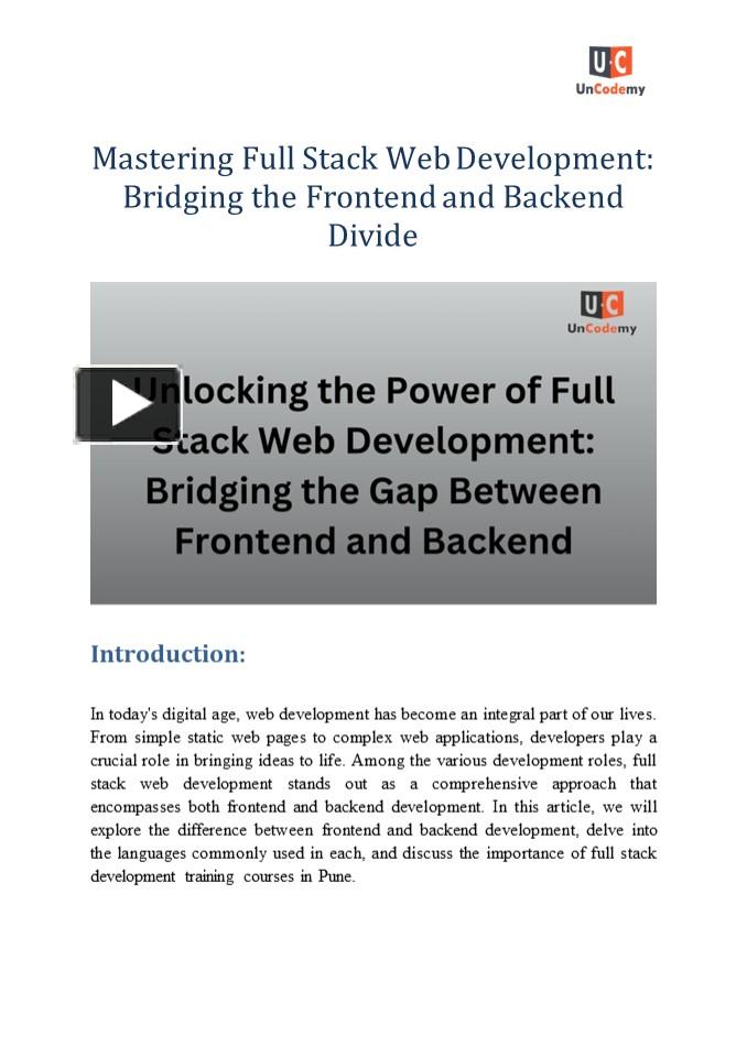 PPT – Mastering Full Stack Web Development: Bridging the Frontend and ... PPT – Mastering Full Stack Web Development: Bridging the Frontend and ...