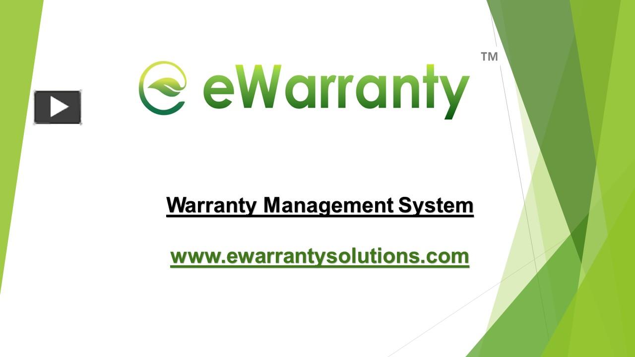 Warranty Management System presentation | free to download