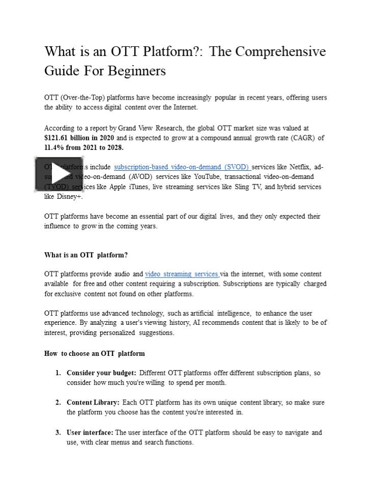 What is an OTT Platform presentation | free to download