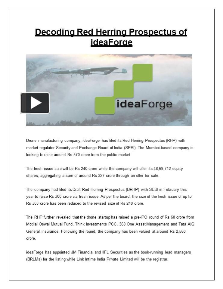 PPT – Decoding Red Herring Prospectus of ideaForge PowerPoint presentation | free to download ...