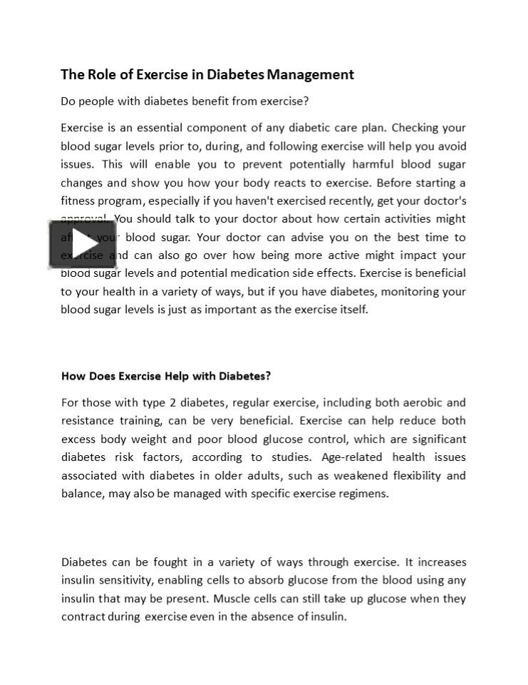 The Role of Exercise in Diabetes Management presentation | free to download