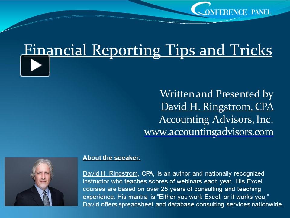 PPT – 2023 Financial Reporting Tips and Tricks in Excel PowerPoint presentation | free to ...
