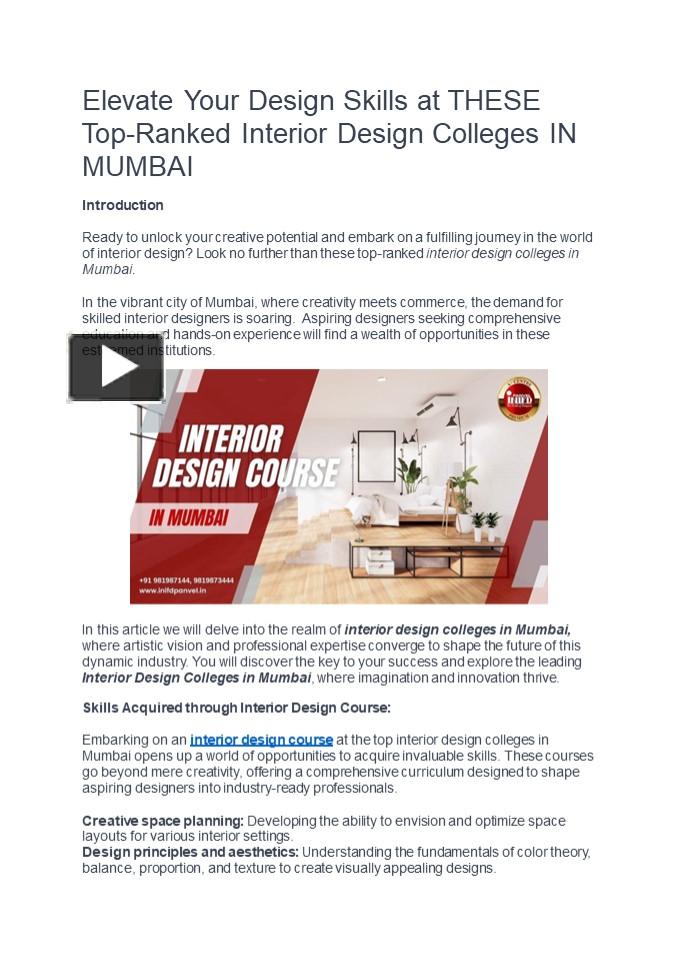 PPT – Elevate Your Design Skills at these Top-Ranked Interior Design ...