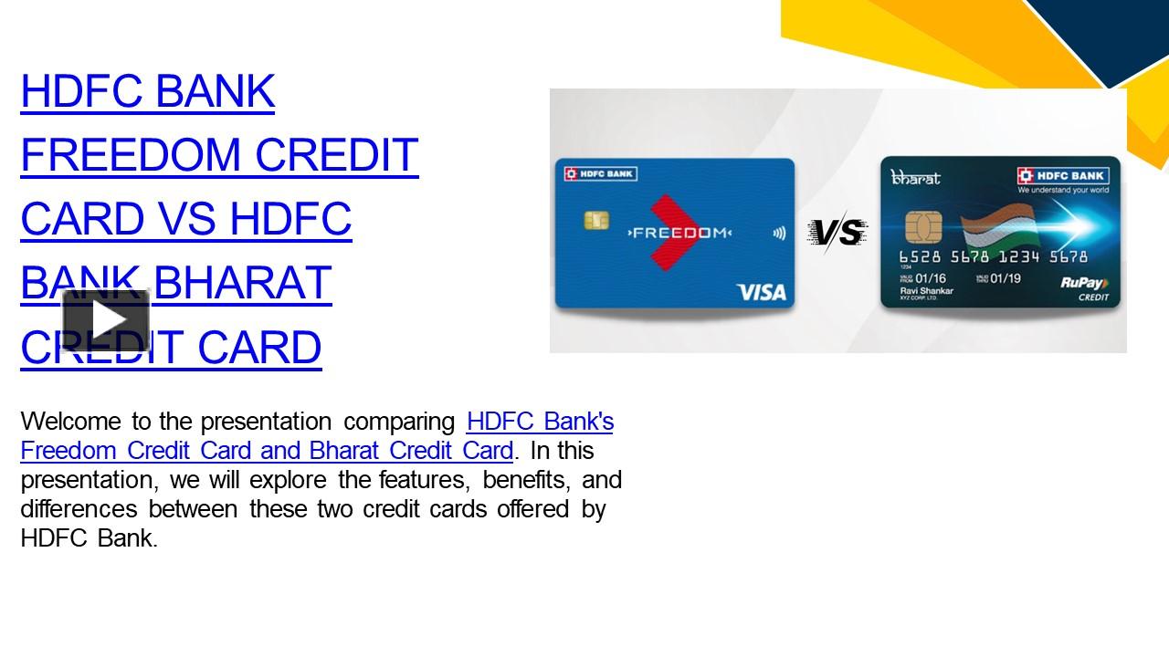 PPT – HDFC Bank Freedom Credit Card vs HDFC Bank Bharat Credit Card PowerPoint presentation ...