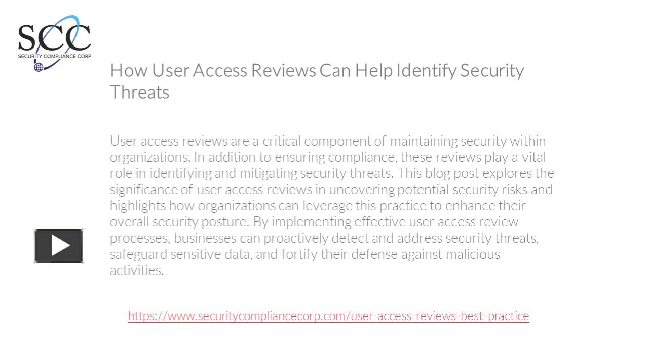 How User Access Reviews Can Help Identify Security Threats presentation | free to download