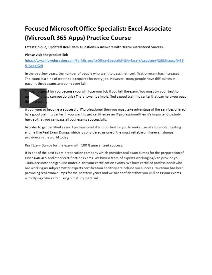 PPT – Focused Microsoft Office Specialist: Excel Associate (Microsoft ...
