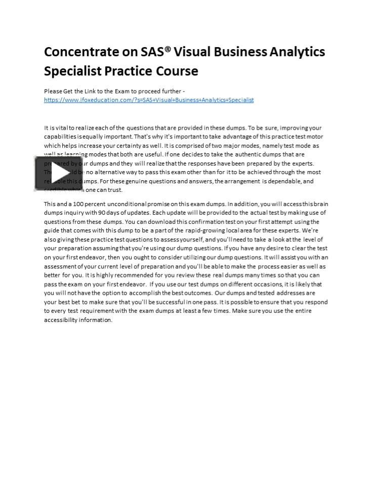 PPT – Concentrate on SAS® Visual Business Analytics Specialist Practice Course PowerPoint ...