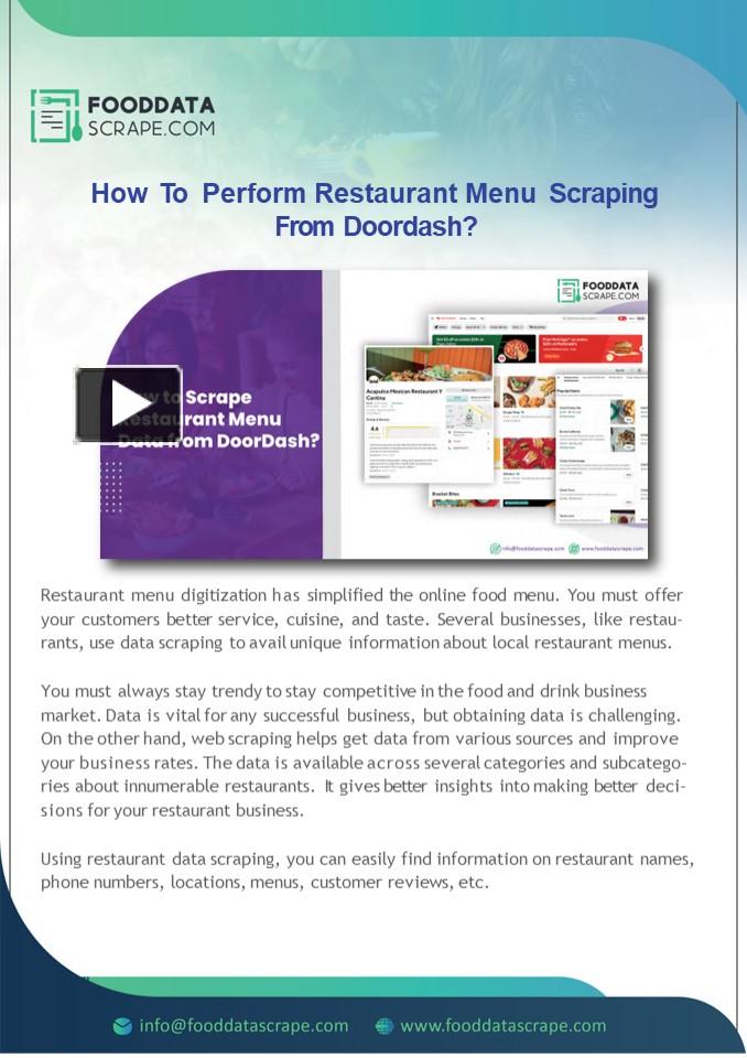 Scrape Restaurant Menu Data From DoorDash presentation | free to download