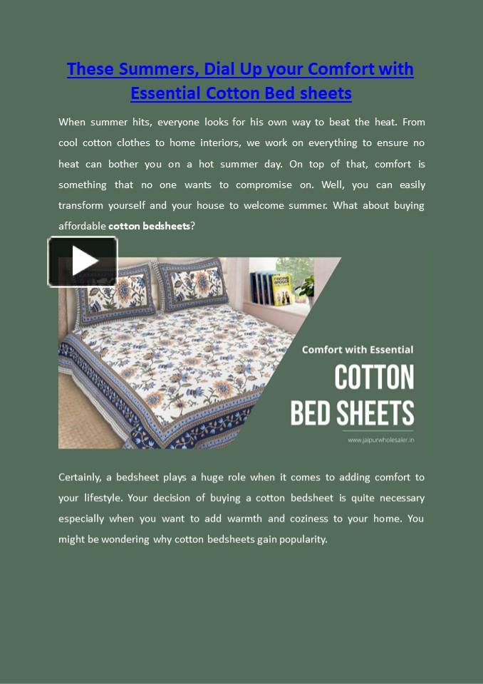PPT – THESE SUMMERS, DIAL UP YOUR COMFORT WITH ESSENTIAL COTTON BED SHEETS PowerPoint ...