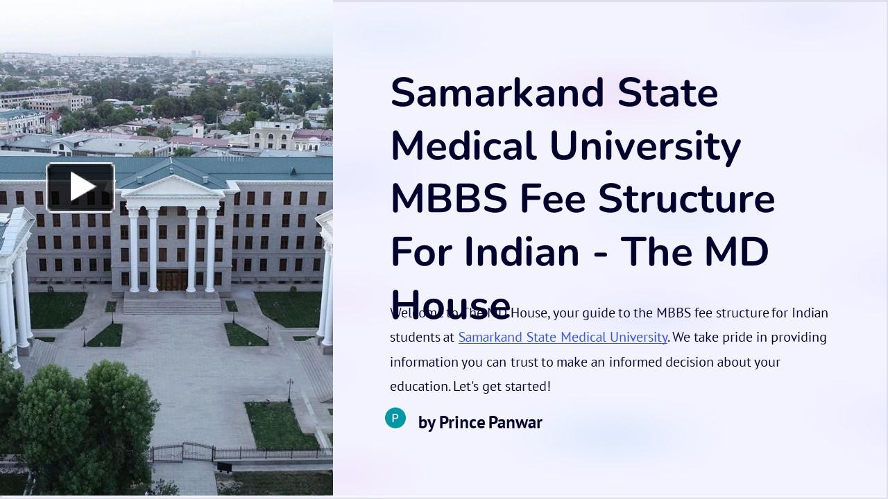 PPT – Samarkand State Medical University MBBS Fee Structure For Indian - The MD House PowerPoint ...