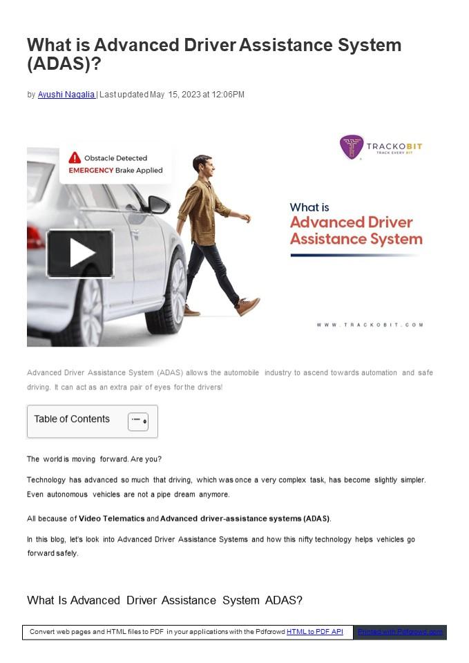 What is Advanced Driver Assistance System (ADAS)? presentation | free to download
