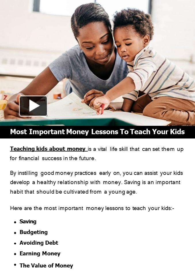 PPT – Most Important Money Lessons To Teach Your Kids PowerPoint ...