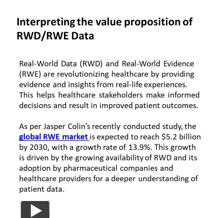 Interpreting the value proposition of RWD/RWE Data presentation | free to download