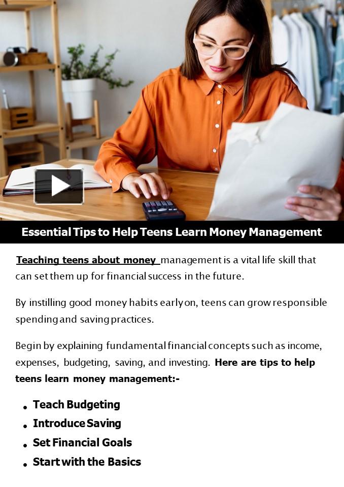 PPT – Essential Tips to Help Teens Learn Money Management PowerPoint ...