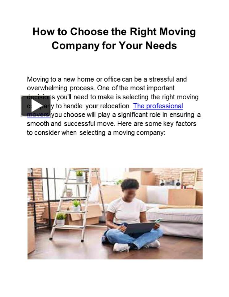 PPT – How to Choose the Right Moving Company for Your Needs PowerPoint presentation | free to ...