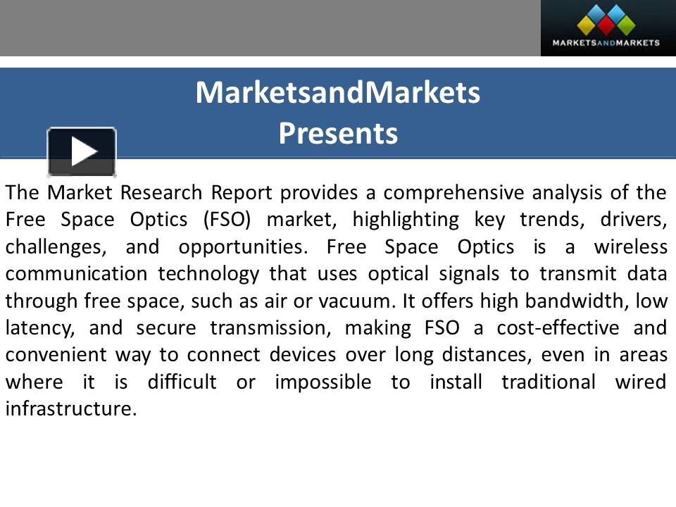 Ppt Next Generation Communication Technology Free Space Optics Fso Market Overview