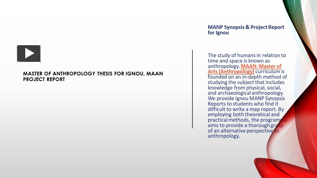 PPT – Master of Anthropology Thesis for IGNOU, MAAN Project Report ...