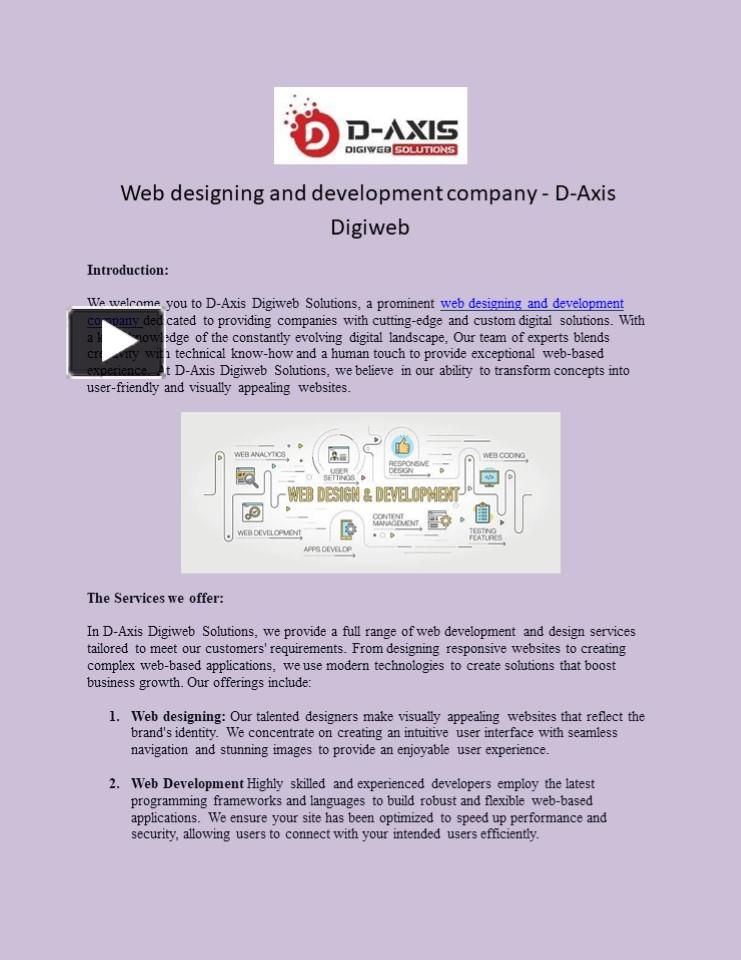 Web designing and development company: D-Axis Digiweb presentation | free to download