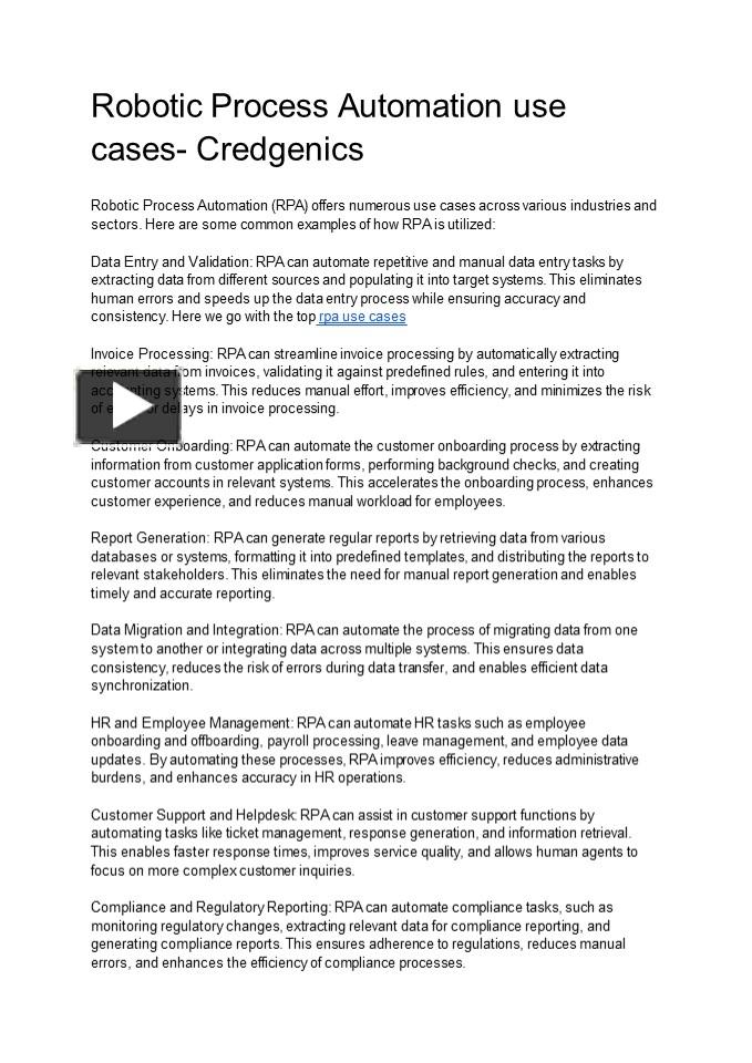 Ppt Robotic Process Automation Use Cases Credgenics Powerpoint Presentation Free To