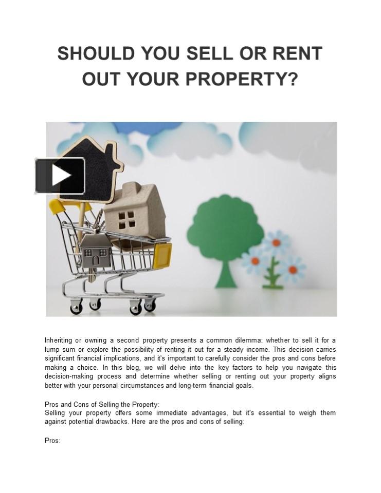PPT – SHOULD YOU SELL OR RENT OUT YOUR PROPERTY? PowerPoint presentation | free to download - id ...