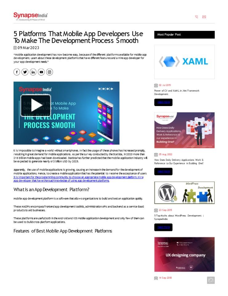 Ppt 5 Platforms That Mobile App Developers Use To Make The