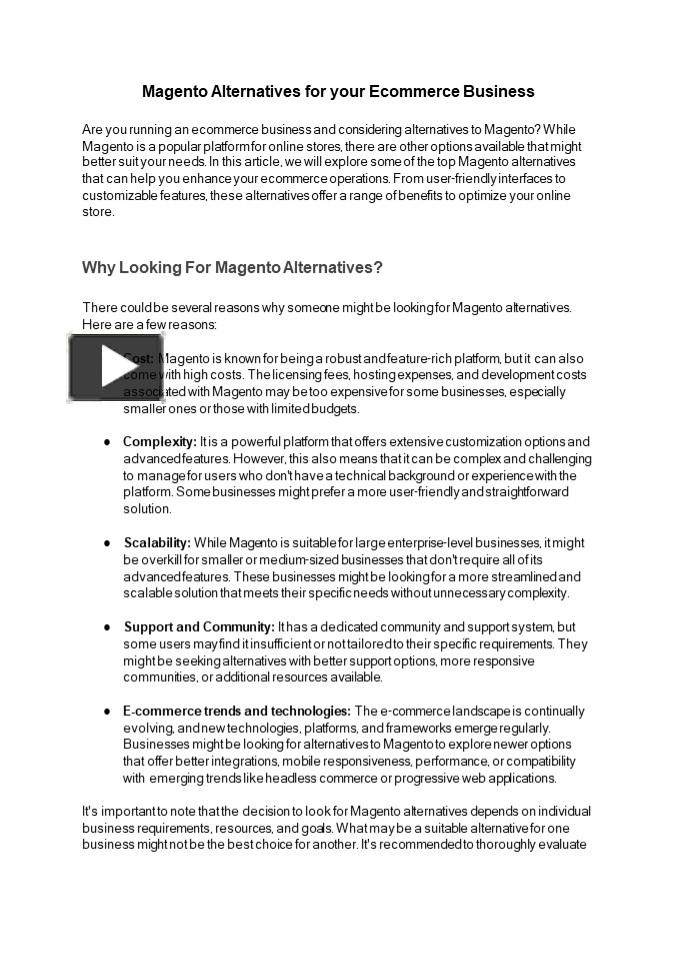 PPT – Magento Alternatives For Your Online Store PowerPoint presentation | free to download - id ...