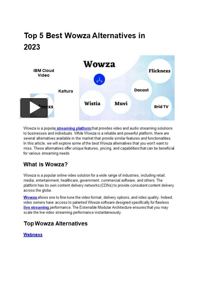 PPT – Top 5 Best Wowza Alternatives in 2023 PowerPoint presentation | free to download - id ...