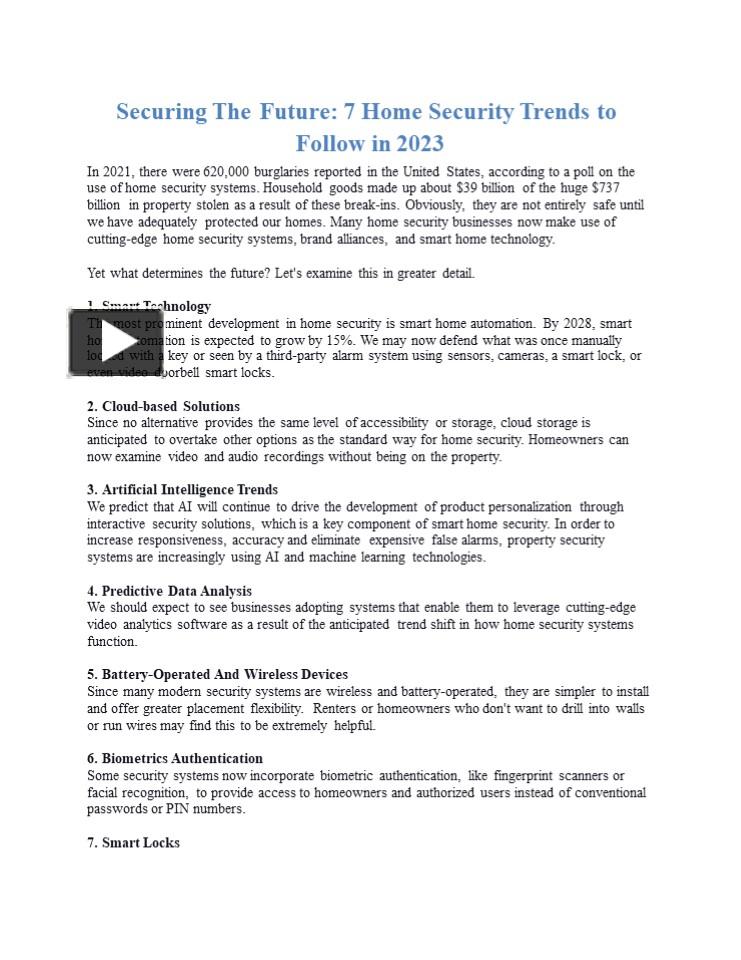 PPT – Securing The Future: 7 Home Security Trends to Follow in 2023 PowerPoint presentation ...