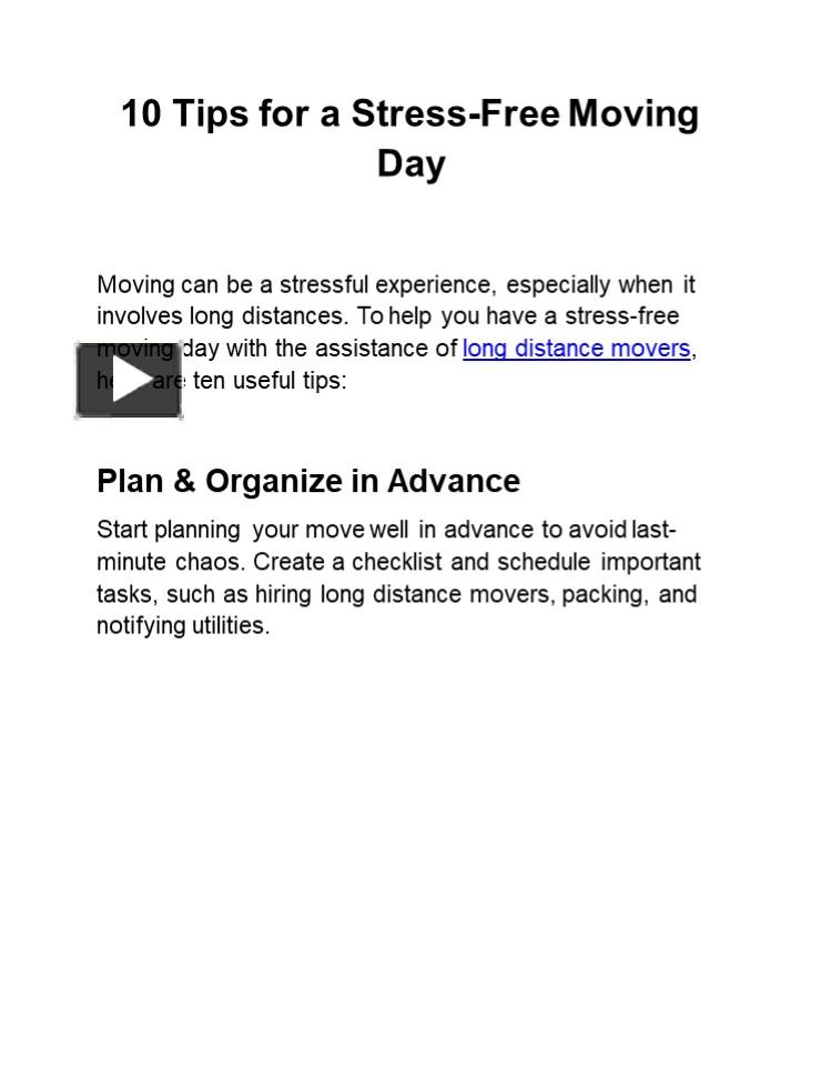 PPT – 10 Tips for a Stress-Free Moving Day PowerPoint presentation ...