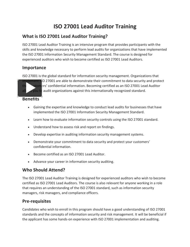 PPT – ISO 27001 Lead Auditor Training PowerPoint presentation | free to download - id: 972d7e-NmVmM