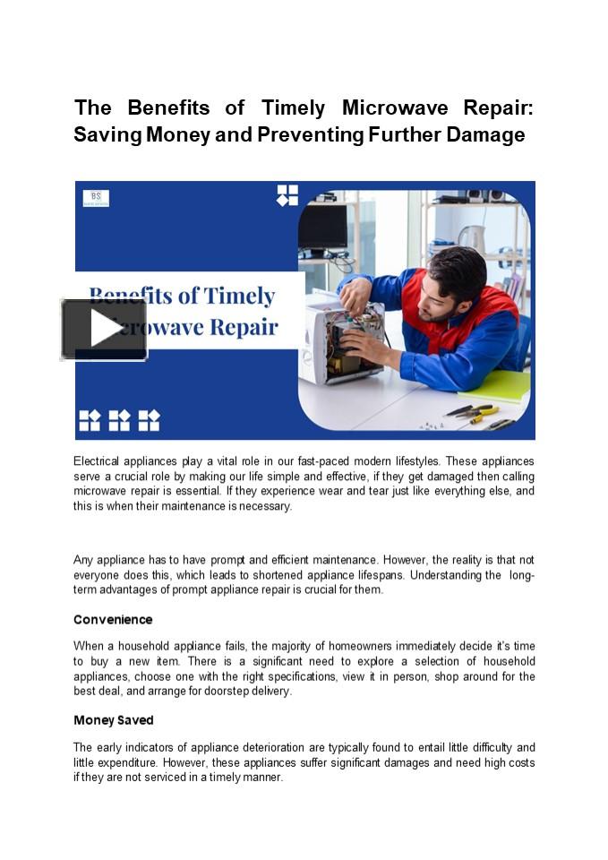 PPT – The Benefits of Timely Microwave Repair: Saving Money and Preventing Further Damage ...