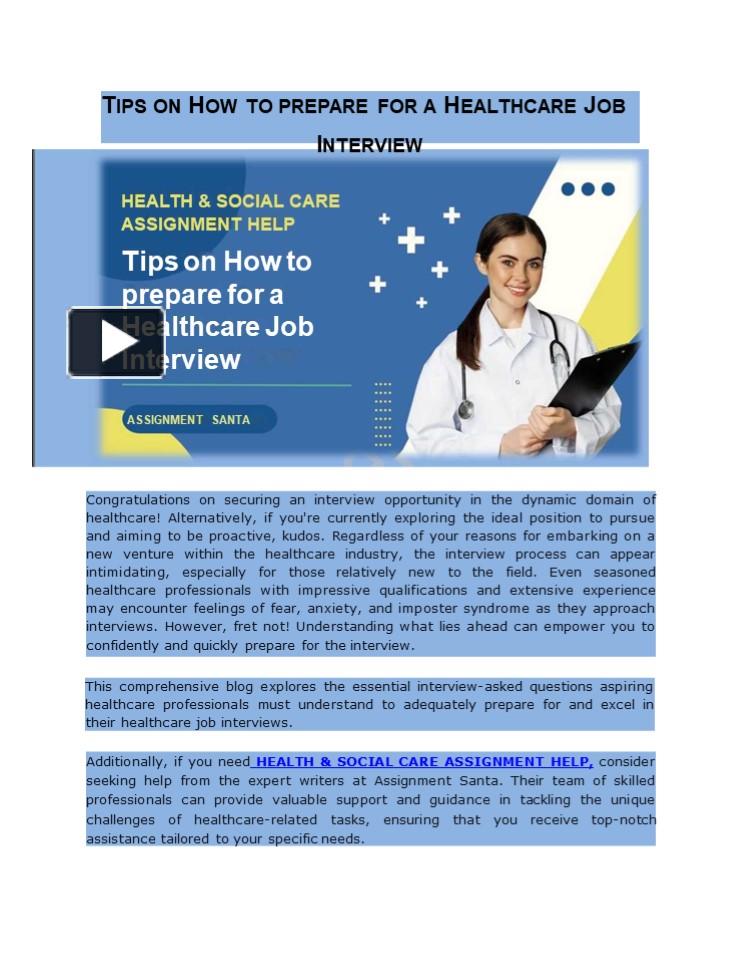 Tips on How to prepare for a Healthcare Job Interview presentation ...