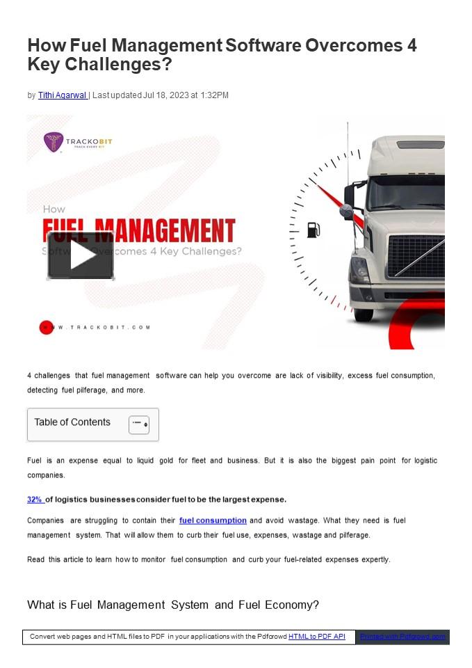 How Fuel Management Software Overcomes 4 Key Challenges? presentation | free to download