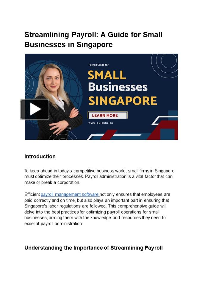 PPT – A Payroll Guide for Small Businesses in Singapore PowerPoint presentation | free to ...