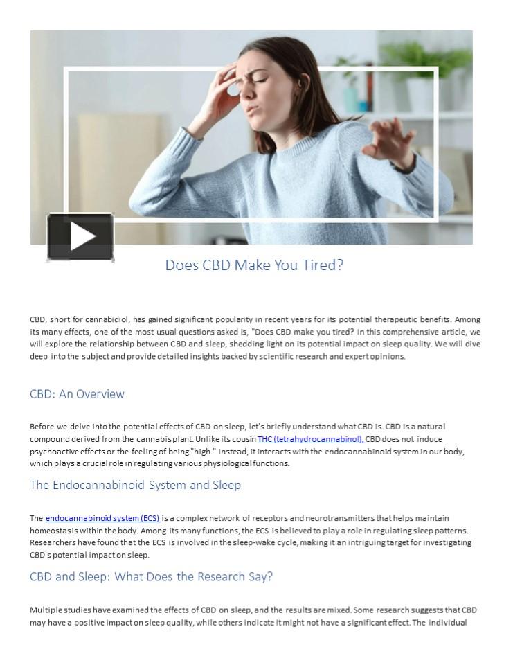 PPT – Does CBD Make You Tired? PowerPoint presentation | free to download - id: 9736a8-NGU2M