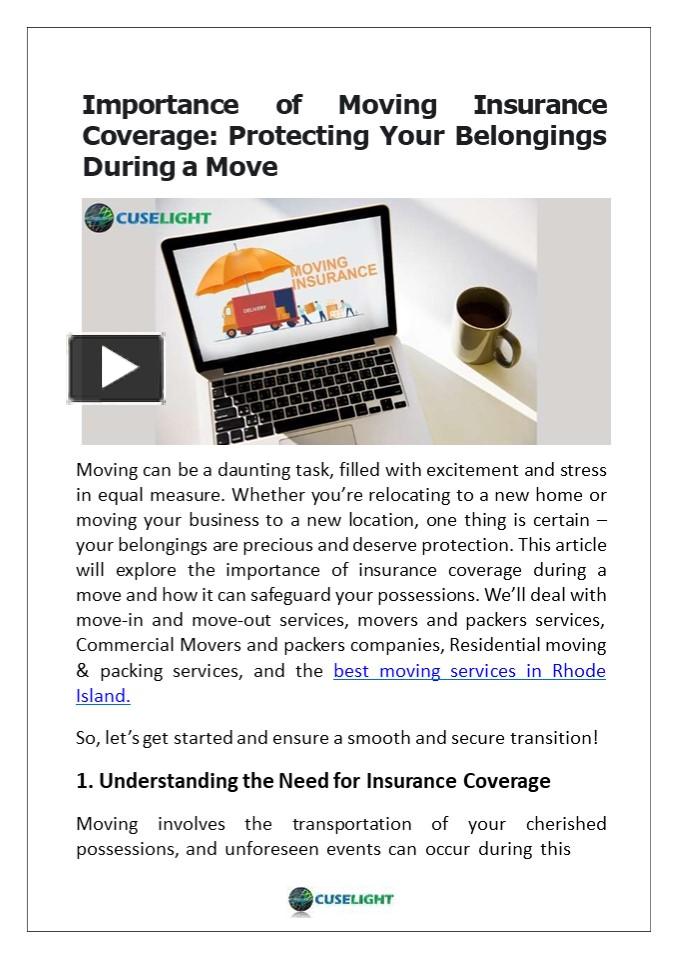 Importance of Moving Insurance Coverage: Protecting Your Belongings During a Move presentation ...