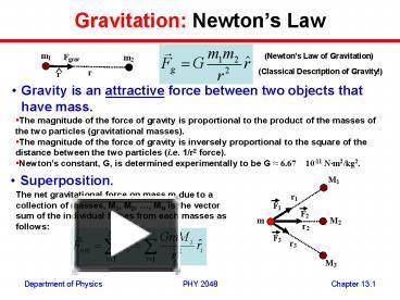 PPT – Gravitation: Newtons Law PowerPoint presentation | free to view - id: 97385-N2I1M
