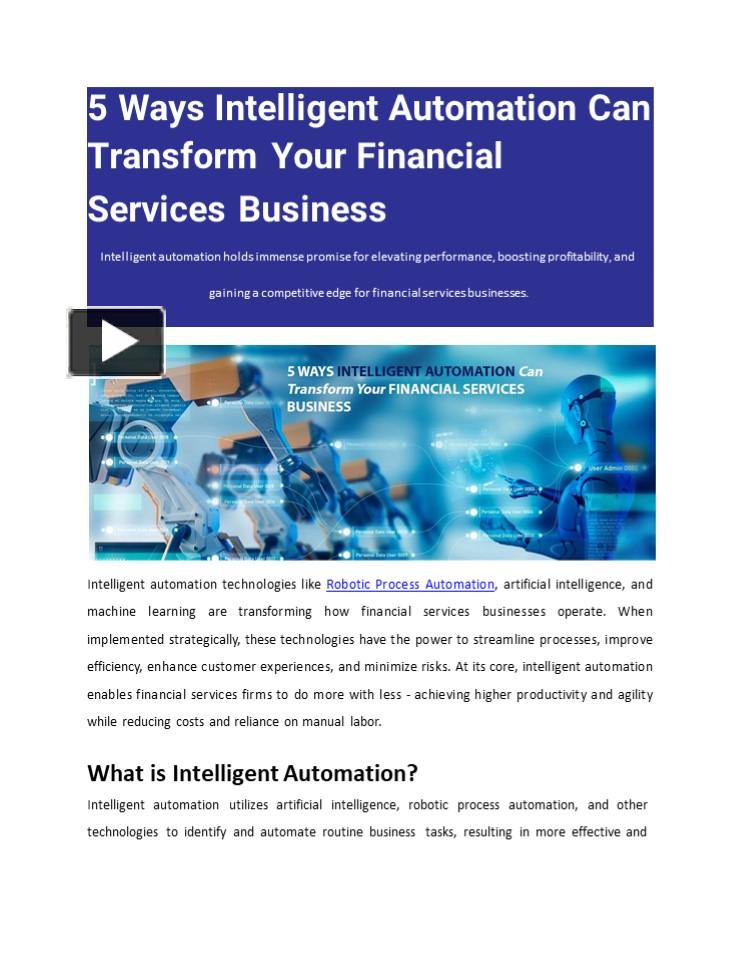PPT – 5 ways intelligent automation can transform your financial services business PowerPoint ...