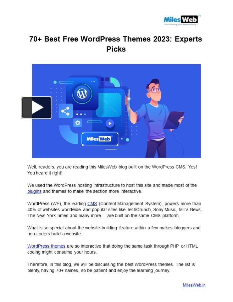 PPT – 70+ Best Free WordPress Themes 2023 - Experts Picks PowerPoint presentation | free to ...