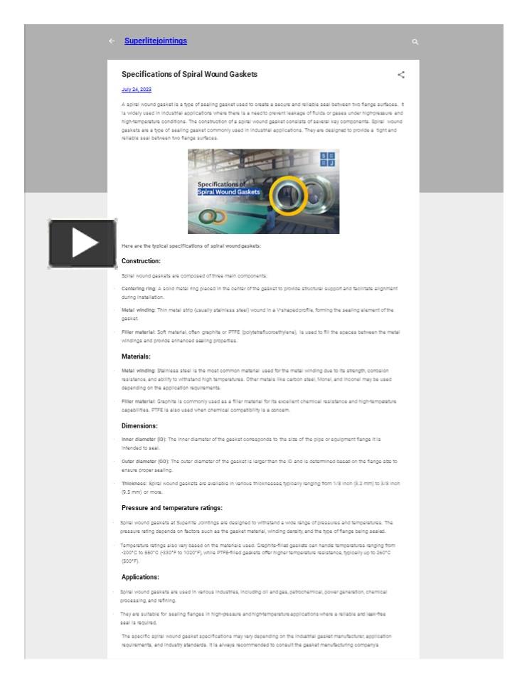 Specifications of Spiral Wound Gaskets presentation | free to download