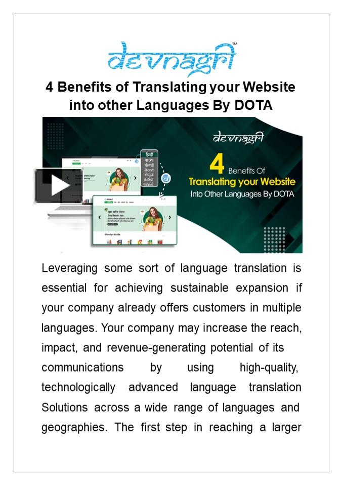 4 Benefits of Translating your Website into other Languages By DOTA presentation | free to download