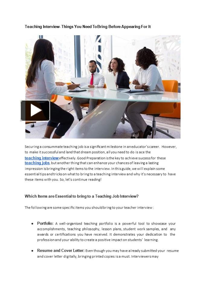 PPT – Teaching Interview- Things You Need To Bring Before Appearing For ...