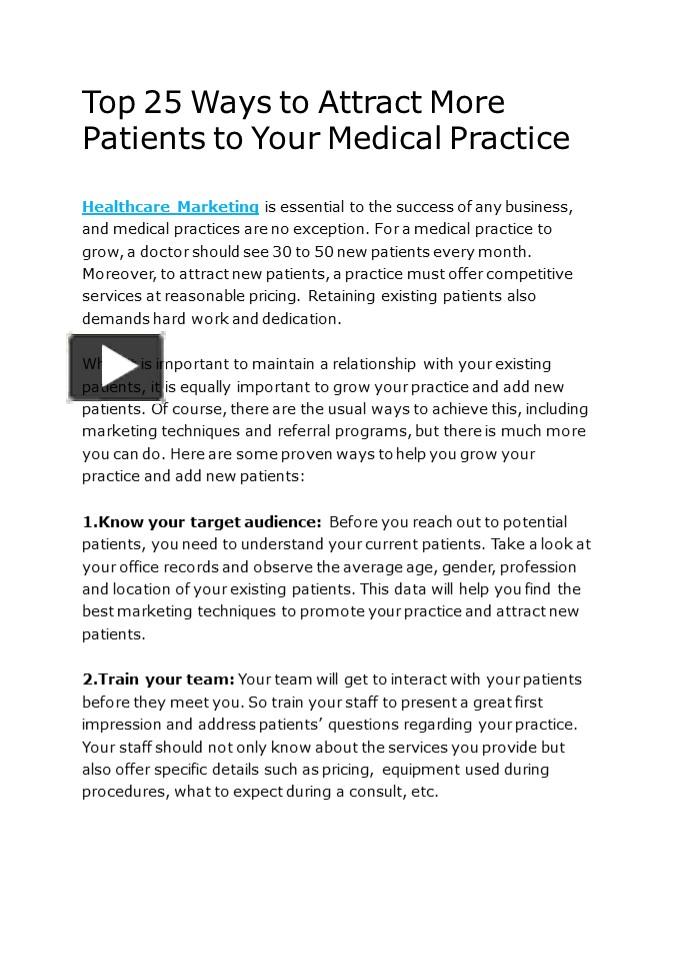 PPT – Top 25 Ways to Attract More Patients to Your Medical Practice PowerPoint presentation ...