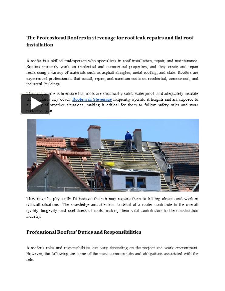 PPT – The Professional Roofers in stevenage for roof leak repairs and flat roof installation ...