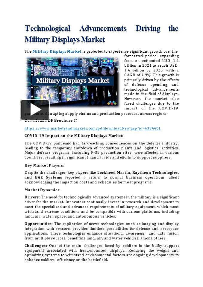 PPT – Technological Advancements Driving the Military Displays Market PowerPoint presentation ...