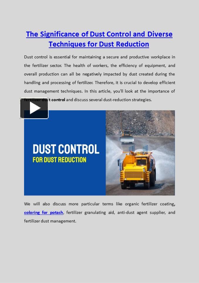 PPT – The Significance of Dust Control and Diverse Techniques for Dust Reduction PowerPoint ...