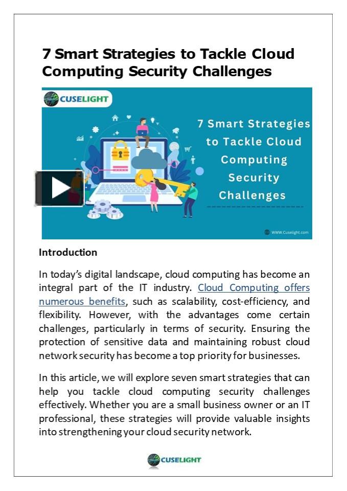 PPT – 7 Smart Strategies to Tackle Cloud Computing Security Challenges PowerPoint presentation ...